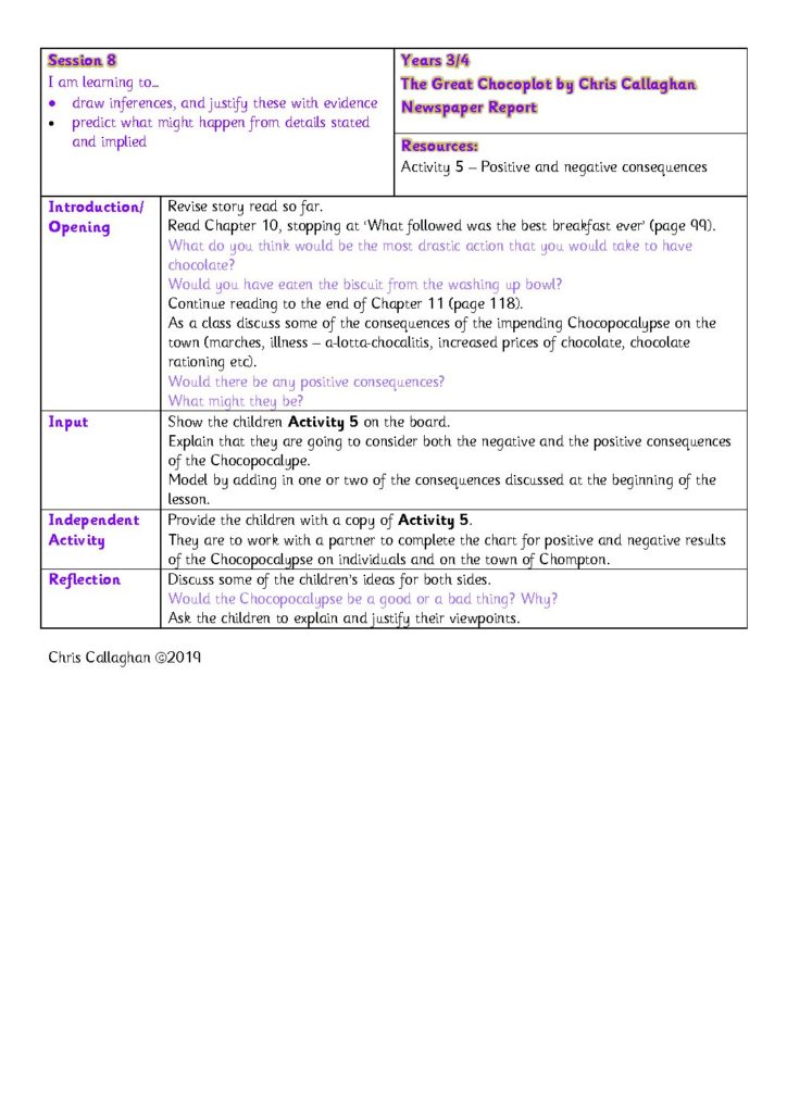 Session 8 Plan – Chris Callaghan